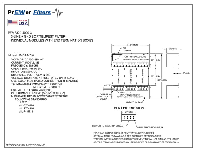 PFMF370-5000 EMI Filter: Heavy-Duty Electromagnetic Protection for ...