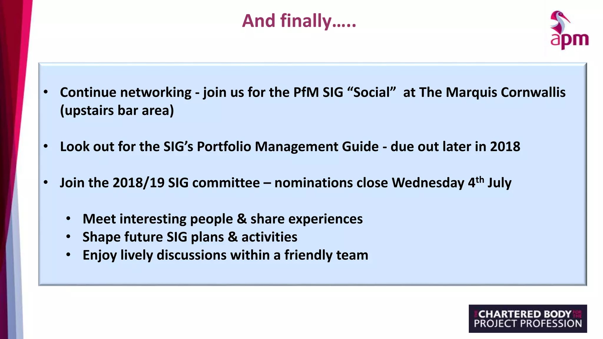 APM Portfolio Management Conference 2018 - Opening and closing slides | PPT