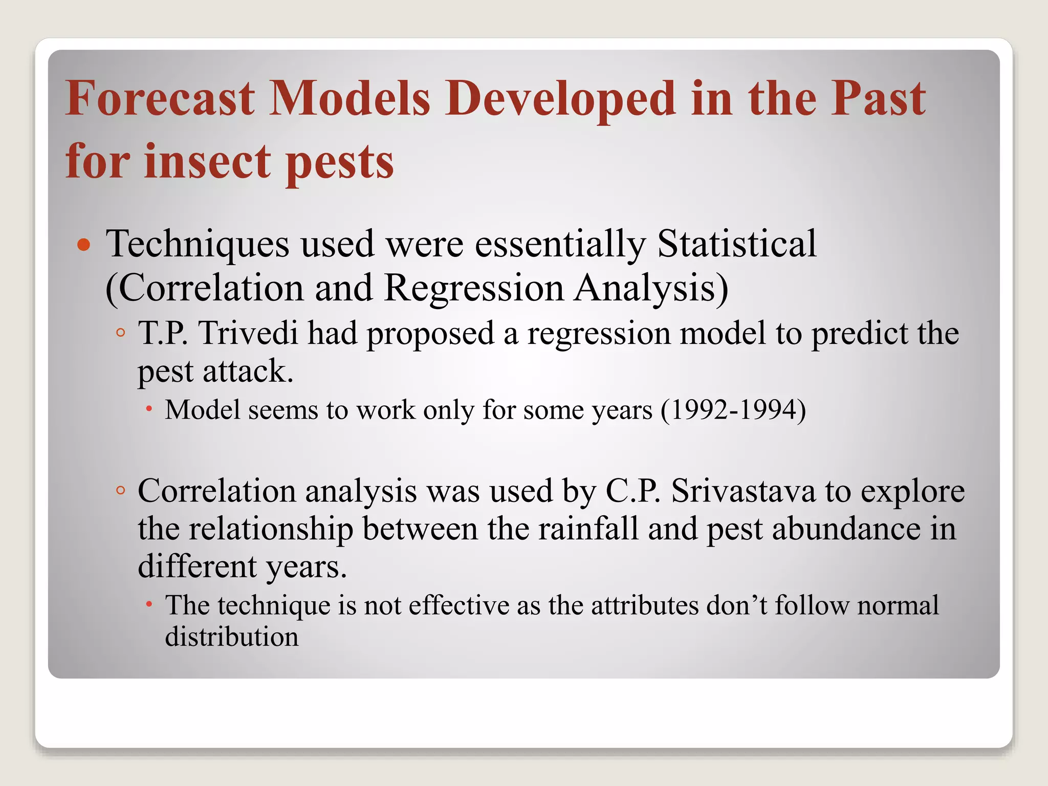 forecasting model for insect pest | PPTX