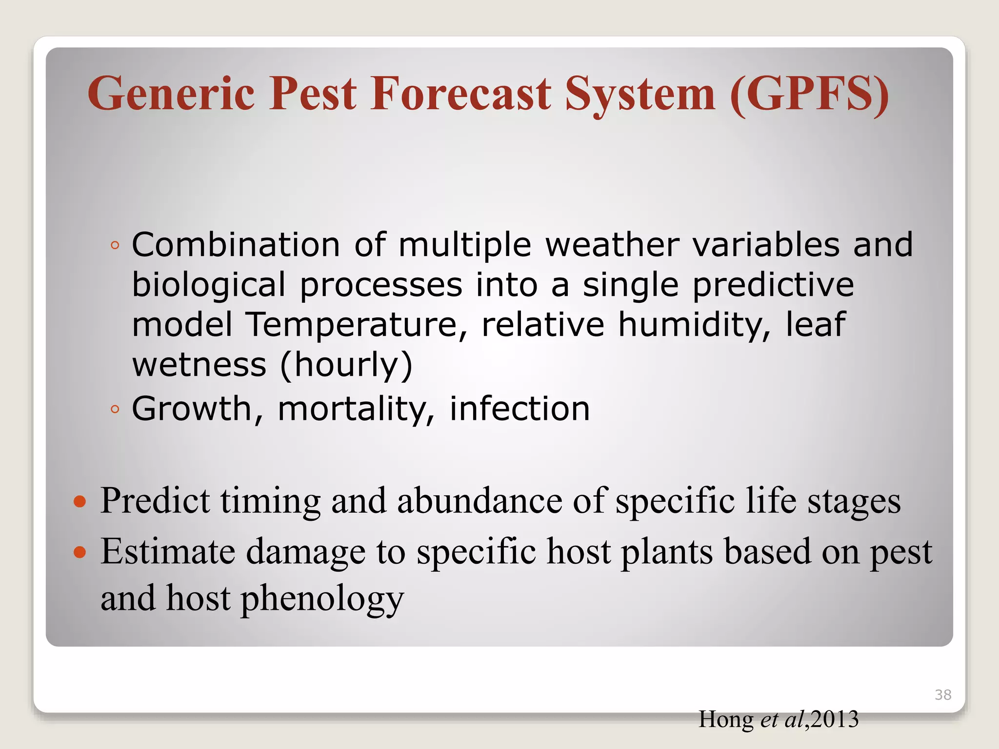 forecasting model for insect pest | PPTX