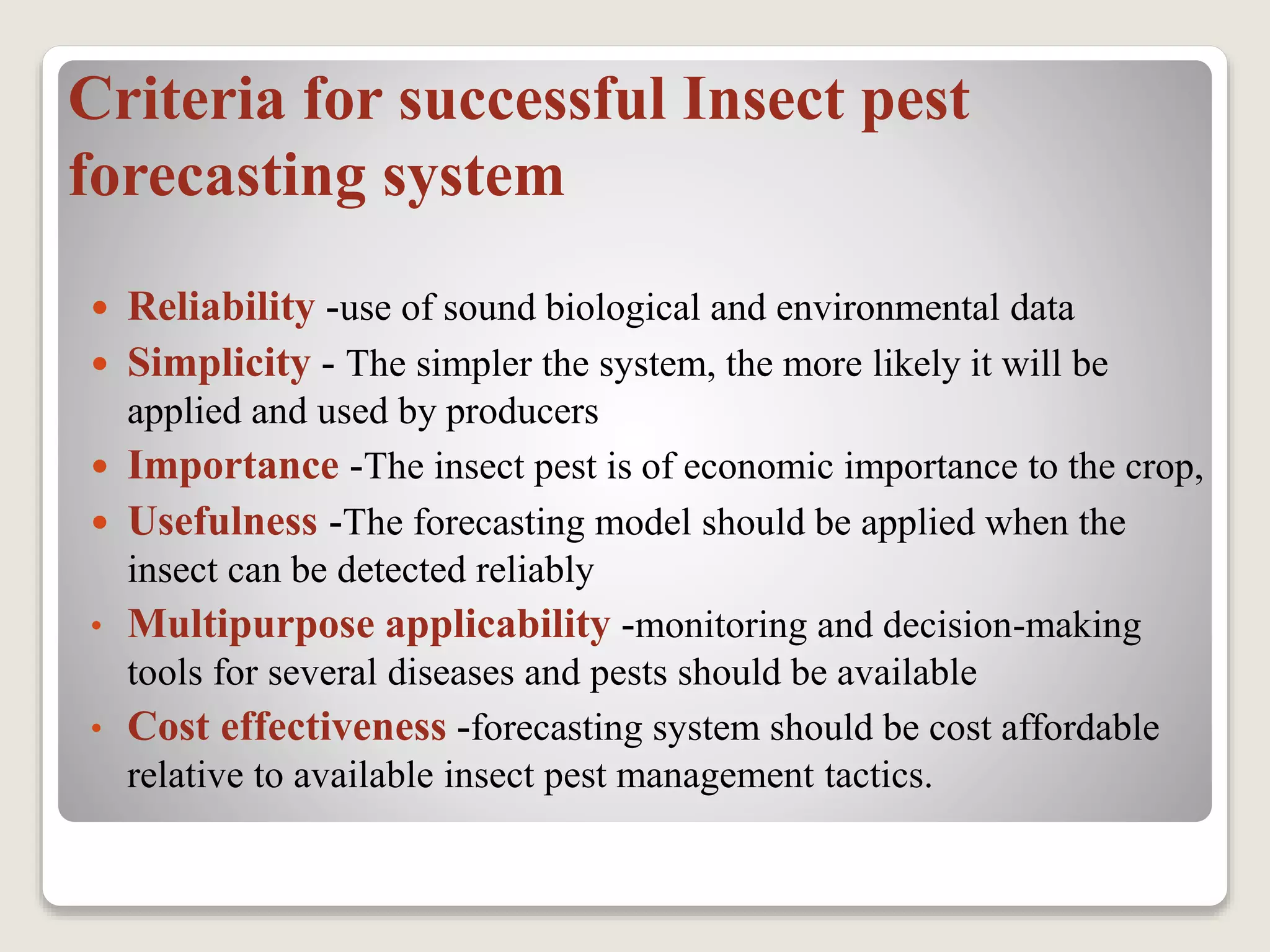forecasting model for insect pest | PPTX