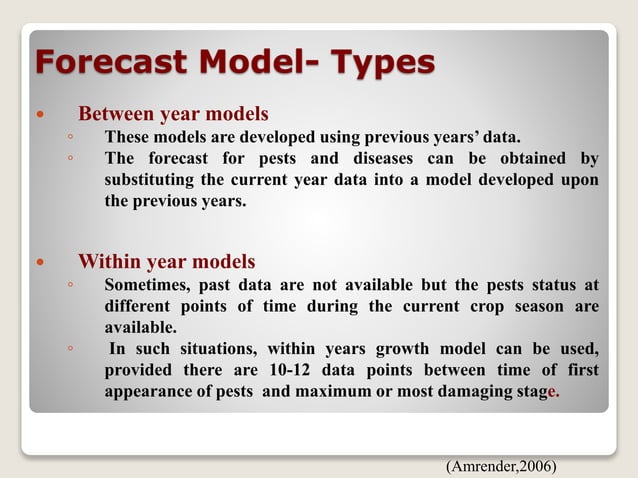 forecasting model for insect pest | PPTX | Agriculture | Industries