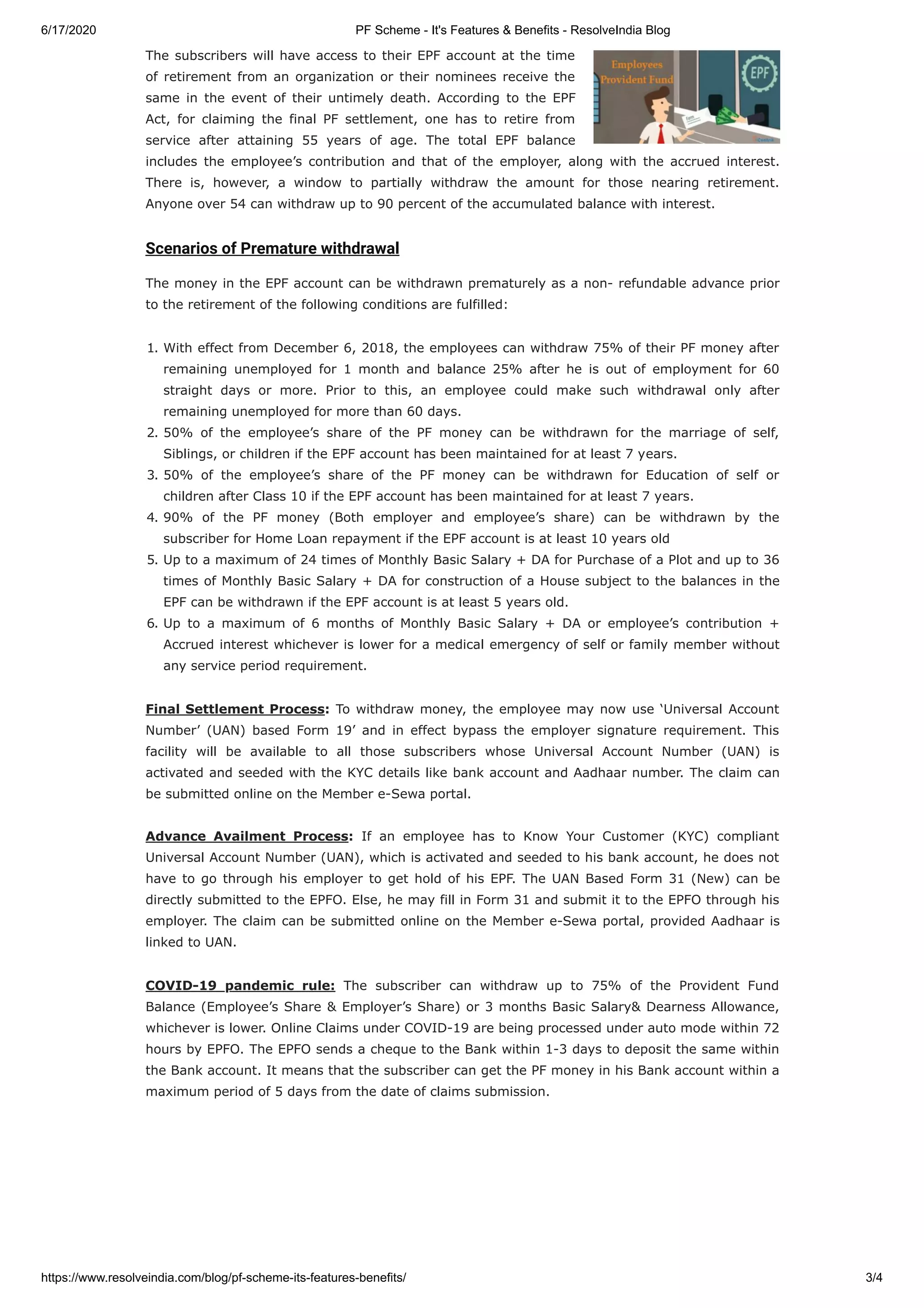 PF Scheme - It's Features & Benefits | PDF