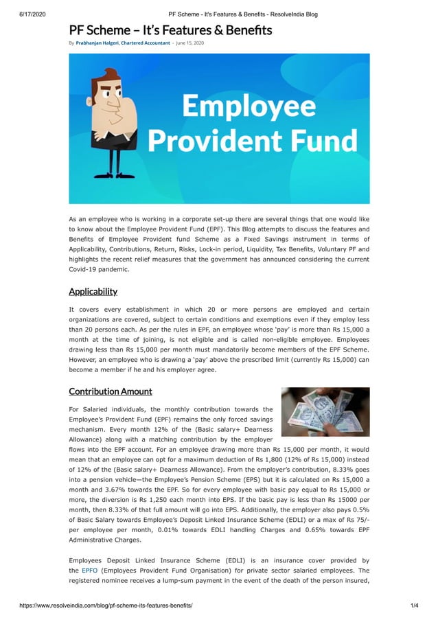 PF Scheme - It's Features & Benefits | PDF