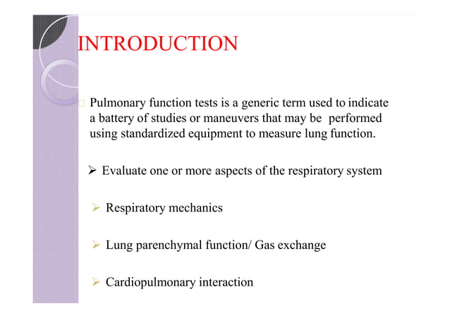 Pulmonary function tests | PPTX