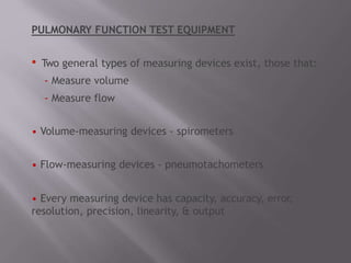 Introduction to Pulmonary function test | PPT