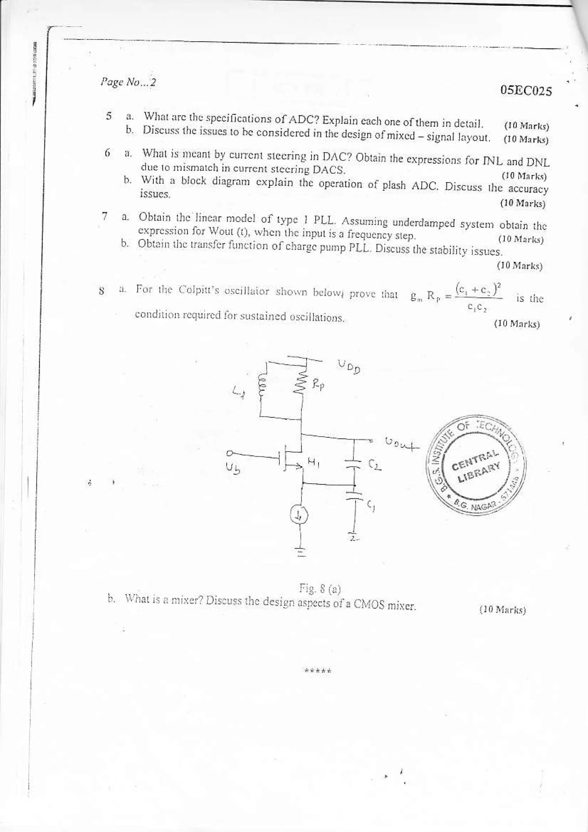 M Tech 2nd Semester (CMOS VLSI) Question papers | PDF