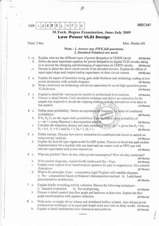 M Tech 2nd Semester (CMOS VLSI) Question papers | PDF