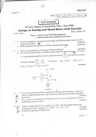 M Tech 2nd Semester (CMOS VLSI) Question papers | PDF