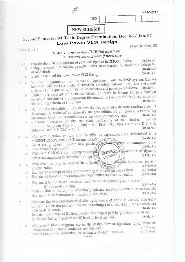 M Tech 2nd Semester (CMOS VLSI) Question papers | PDF