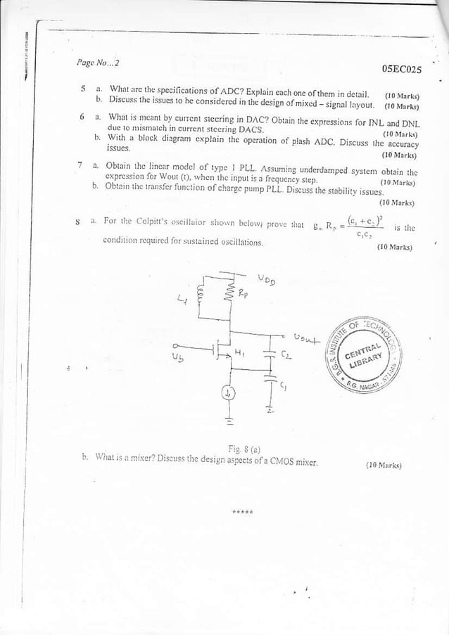 M Tech 2nd Semester (CMOS VLSI) Question papers | PDF