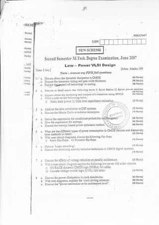 M Tech 2nd Semester (CMOS VLSI) Question papers | PDF