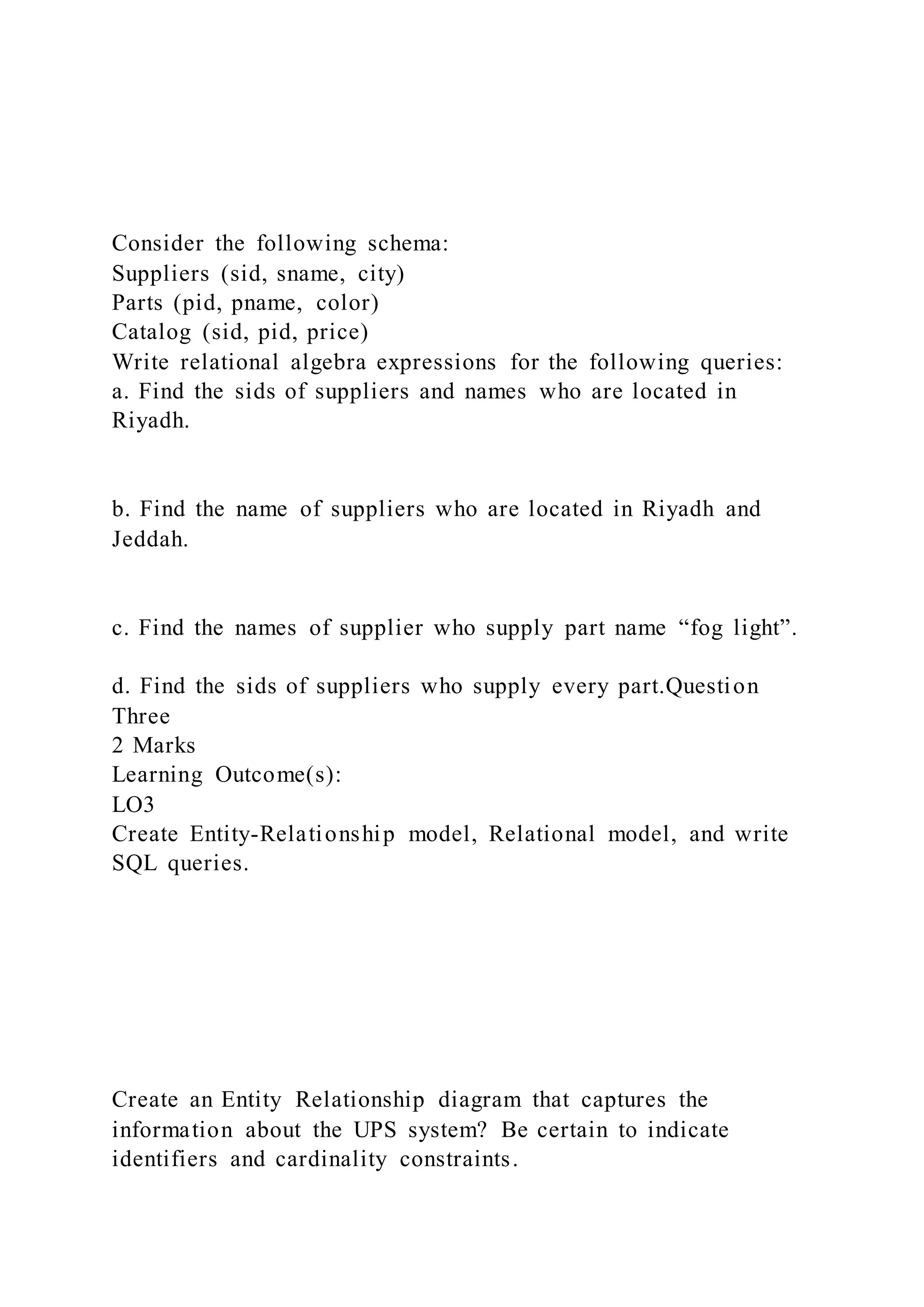 Pg. 03 question two 1introduction to databasesi | DOCX
