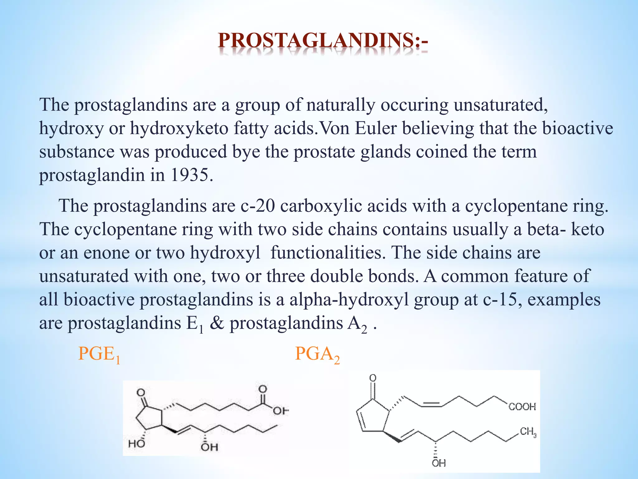 Prostaglandins-Introduction and Biological Importance | PPTX