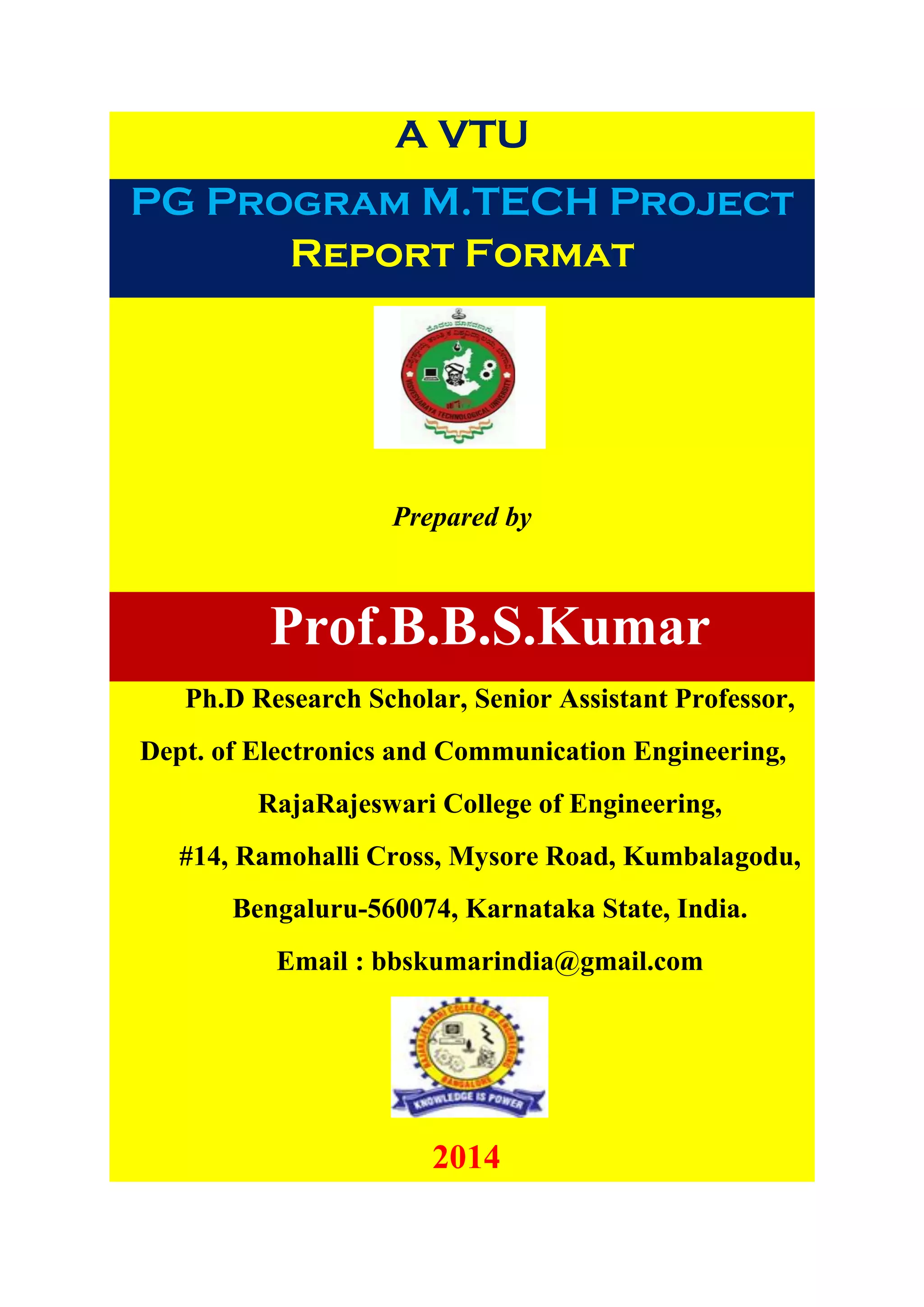 VTU PG Program-M.Tech Project Report Format | PDF