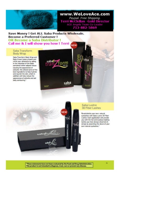 Saba Product Catalog NEW! Saba Tranzform Body Wraps & Saba 3D Fiber ...