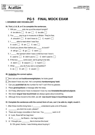 Pg5 final mock exam | PDF