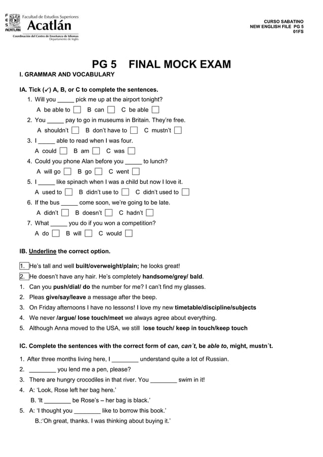 Pg5 final mock exam | PDF