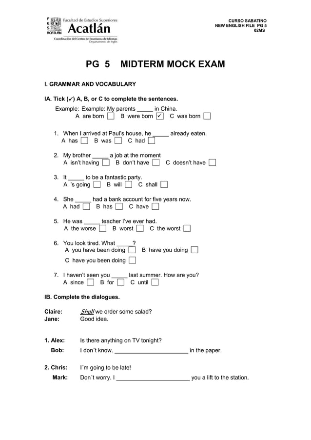 Pg 5 midterm mock exam ef | PDF