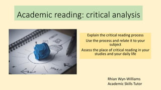 Pg academic reading critical analysis | PPT