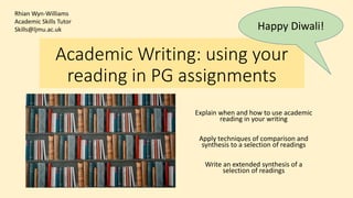 Pg academic writing using reading in your assignments | PPT