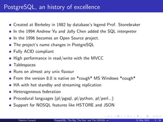 PostgreSQL, the big the fast and the (NOSQL on) Acid | PDF