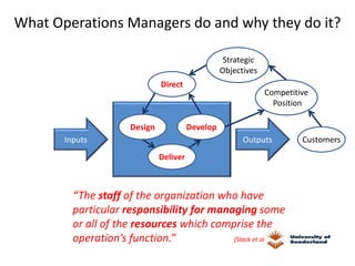 Pgbm03 MBA OPERATION MANAGEMENT session 01 introduction to operations | PDF