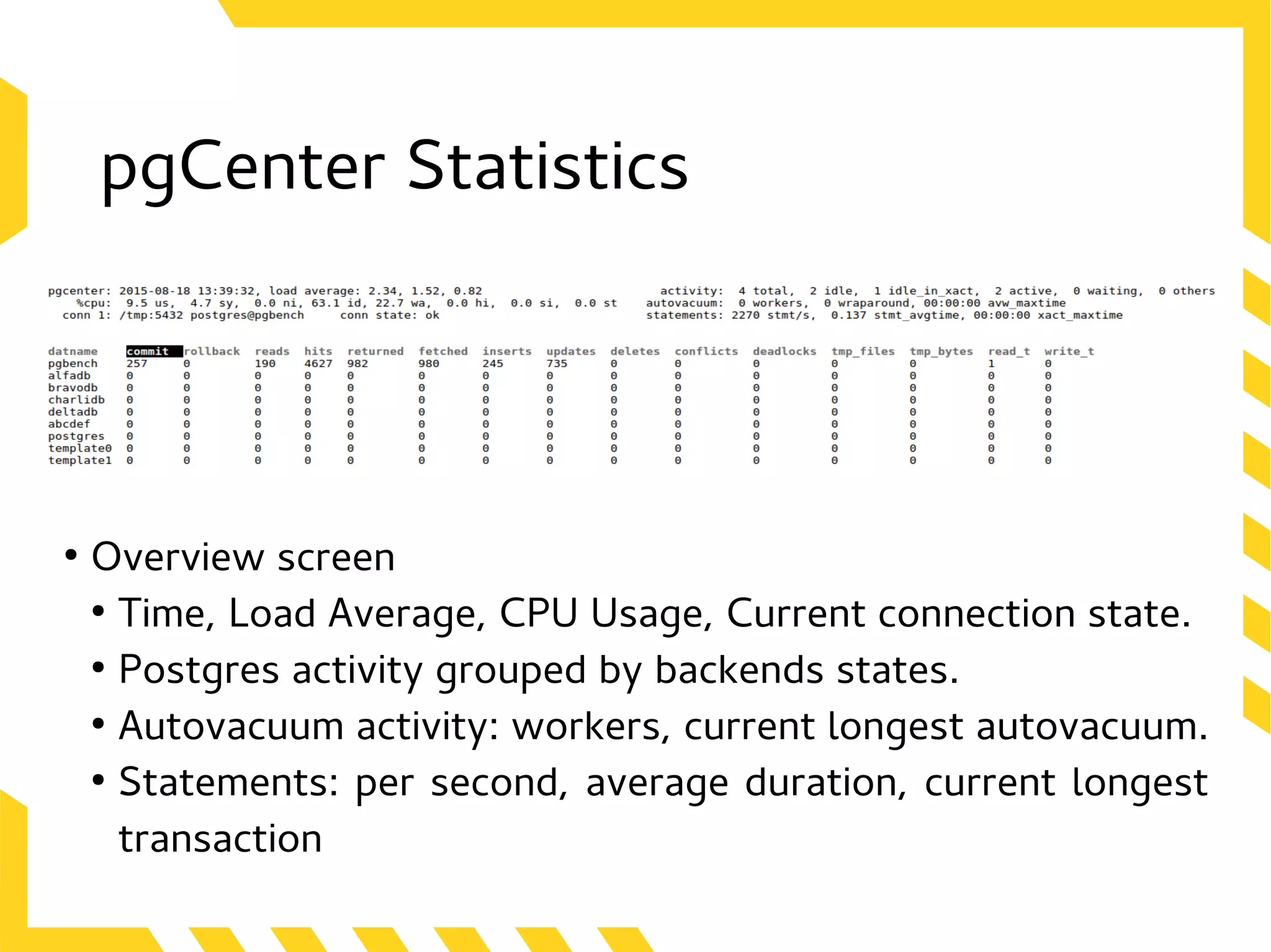 Pgcenter overview | PDF