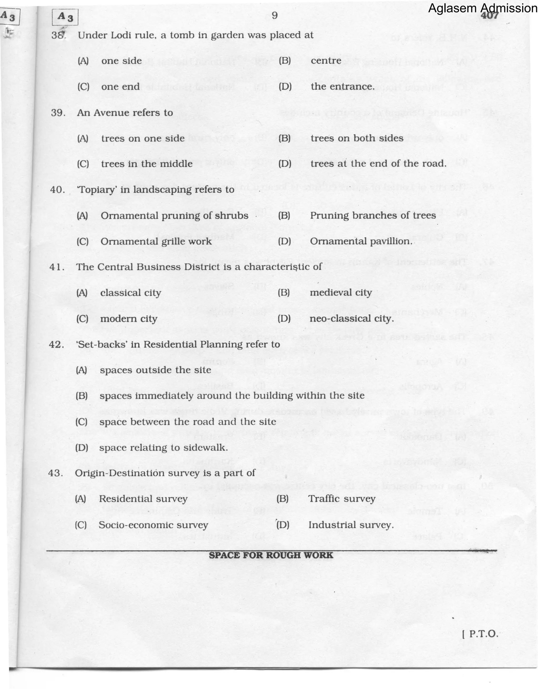 Pgcet architecture 2011 question paper | PDF