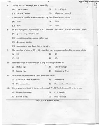 Pgcet architecture 2011 question paper | PDF