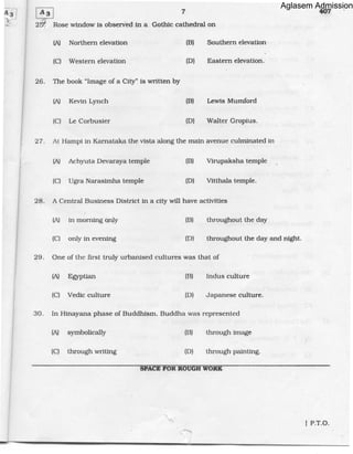 Pgcet architecture 2011 question paper | PDF