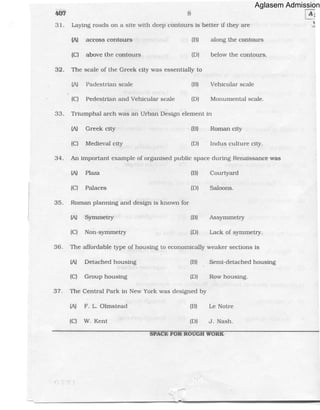 Pgcet architecture 2011 question paper | PDF