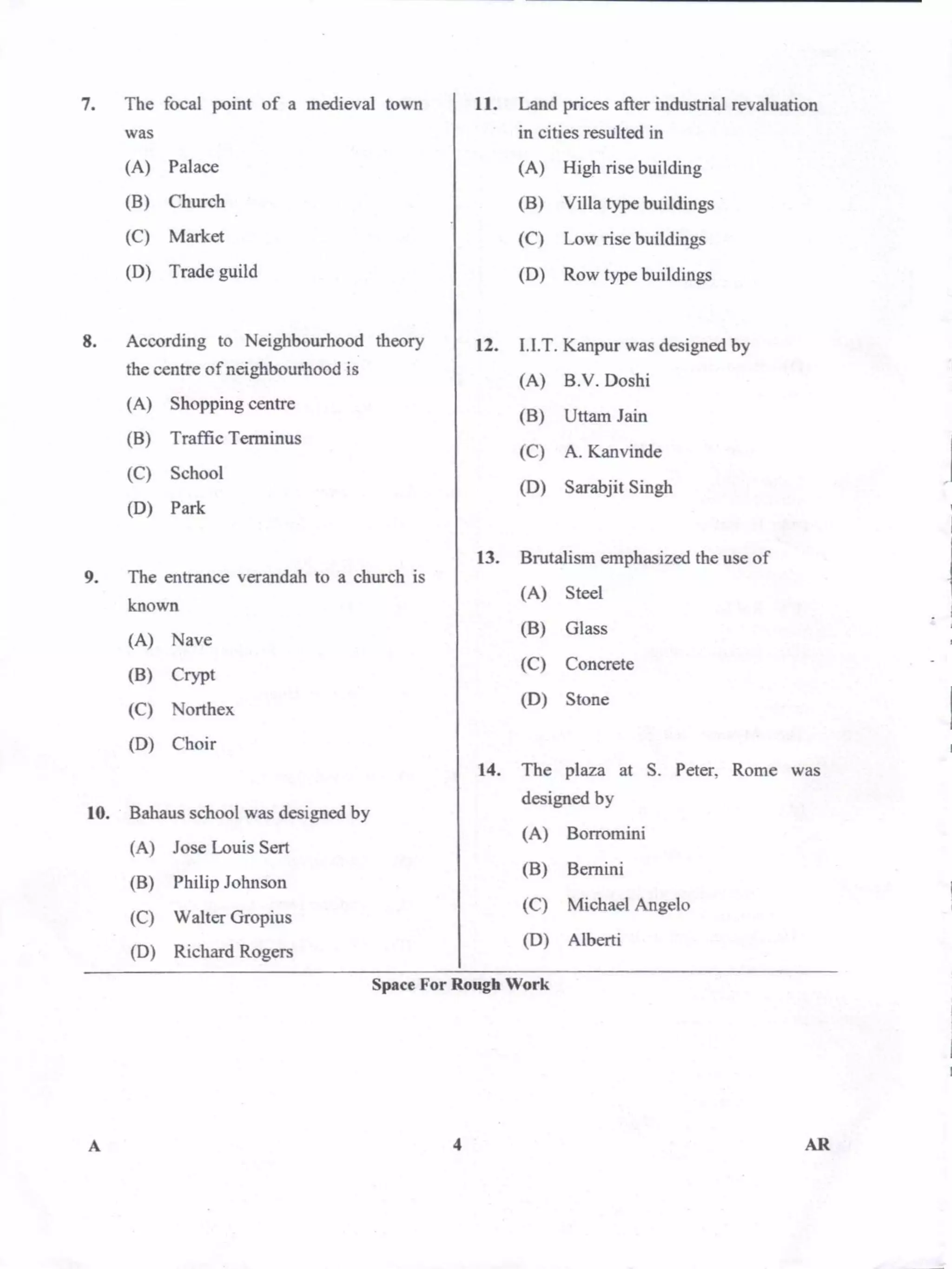 Pgcet Architecture 2018 question paper | PDF