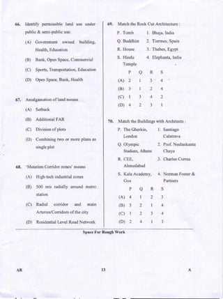 Pgcet Architecture 2018 question paper | PDF