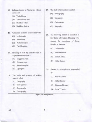 Pgcet Architecture 2018 question paper | PDF