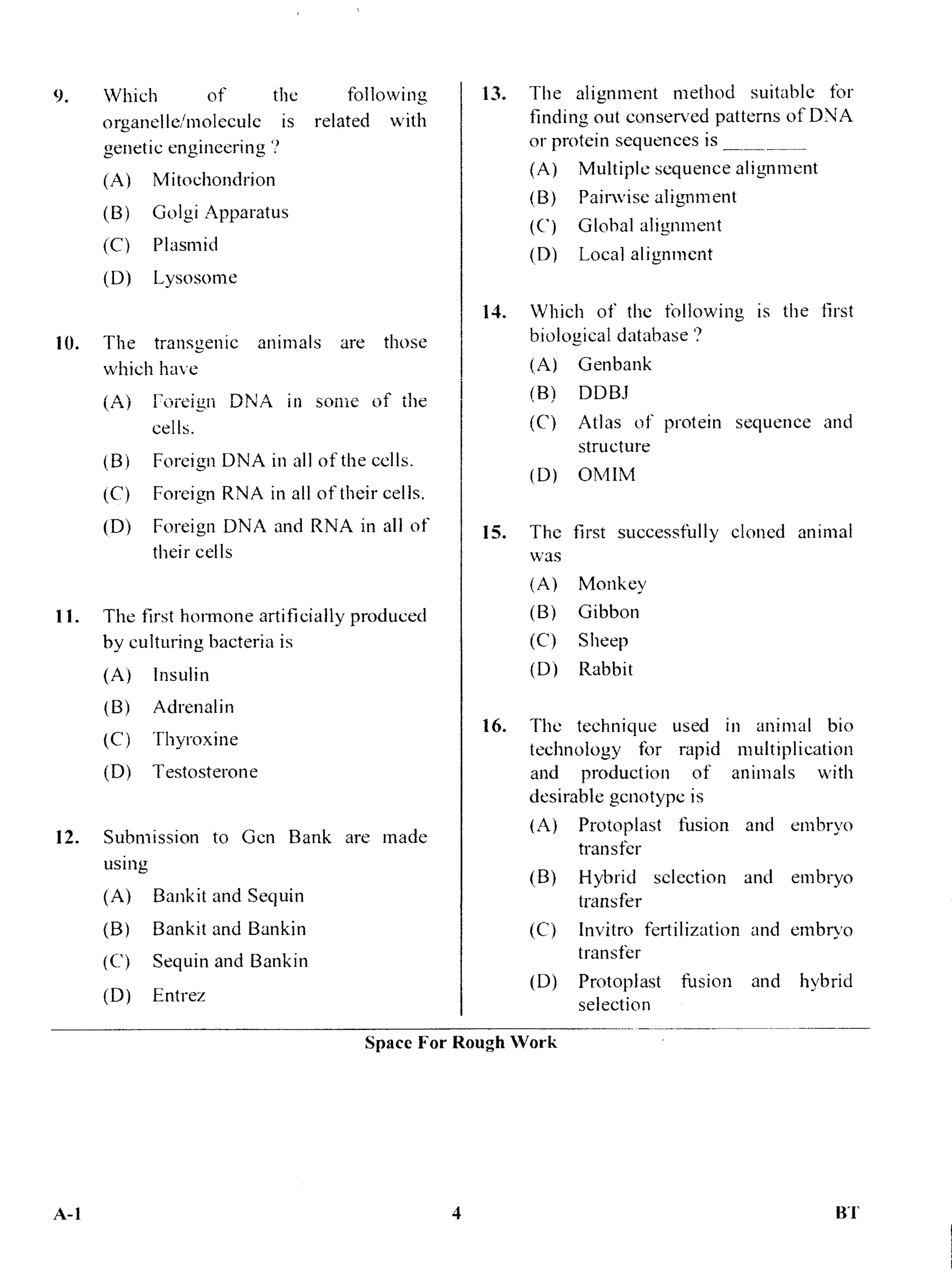 PGCET Biotechnology 2017 question paper | PDF | Biological Sciences ...