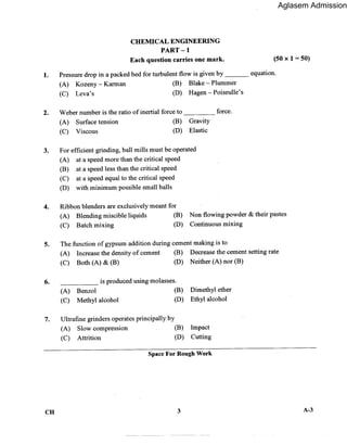 Pgcet chemical 2014 question paper | PDF