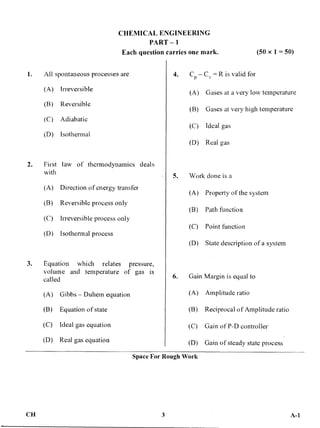 PGCET Chemical 2017 question paper | PDF