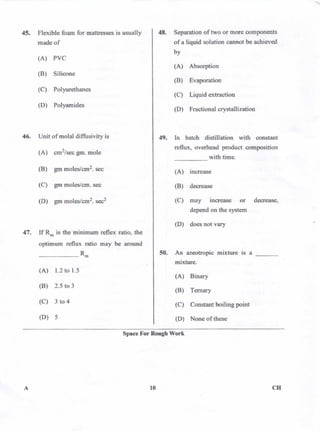 PGCET Chemical 2018 question paper | PDF