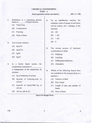 PGCET Chemical 2018 question paper | PDF