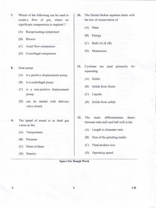 PGCET Chemical 2018 question paper | PDF