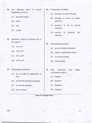 PGCET Chemical 2018 question paper | PDF