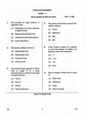 PGCET Civil 2016 question paper | PDF