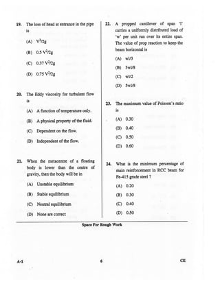 PGCET Civil 2016 question paper | PDF
