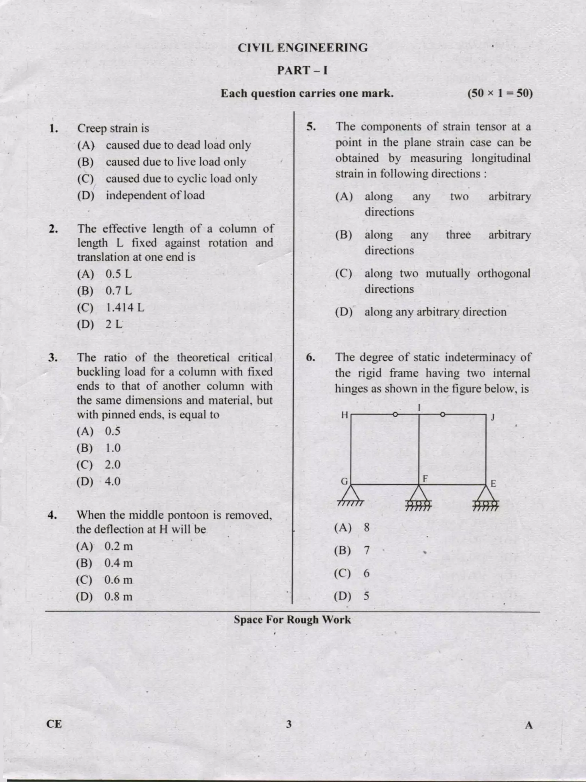 PGCET Civil 2018 question paper | PDF