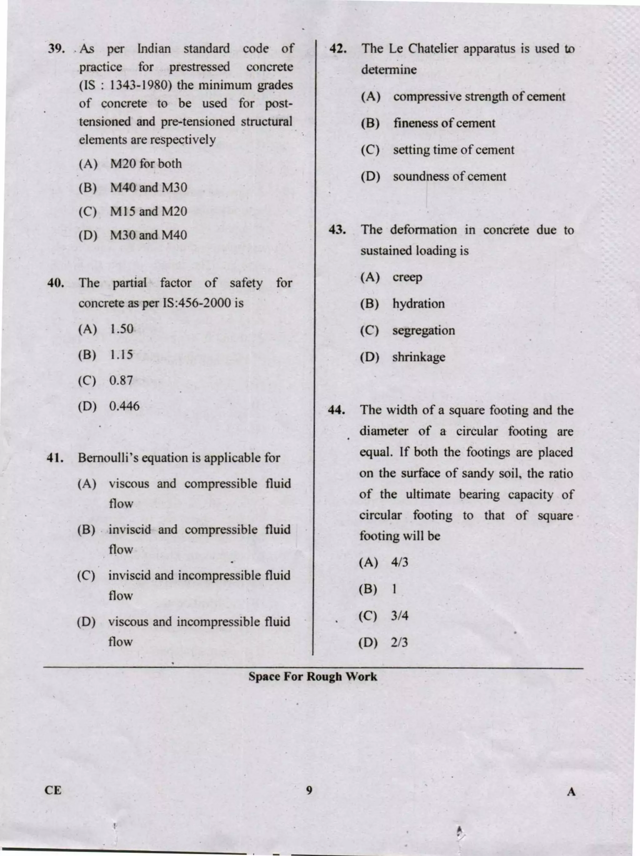 PGCET Civil 2018 question paper | PDF