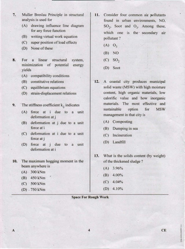 PGCET Civil 2018 question paper | PDF