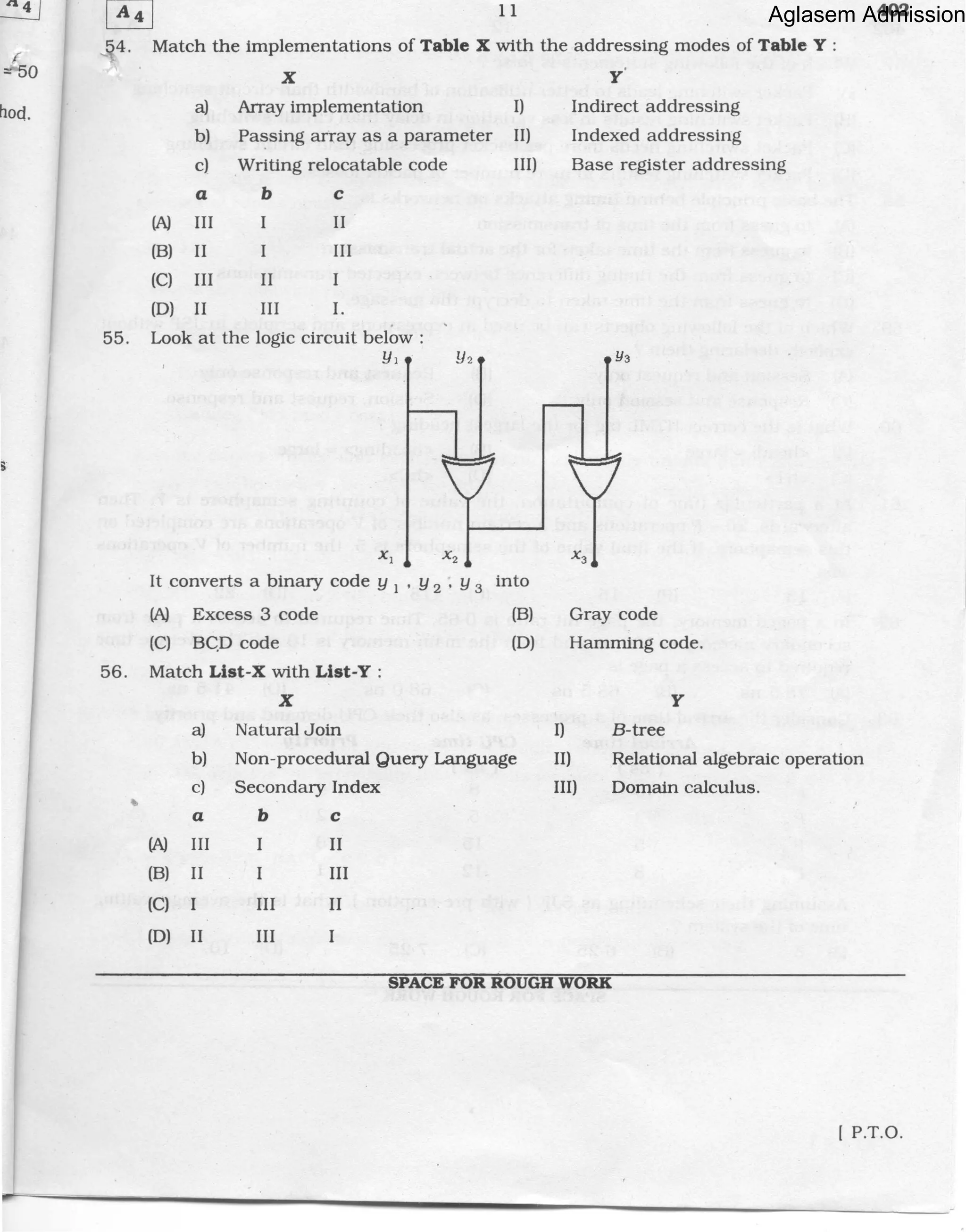 Pgcet computer science 2011 question paper | PDF