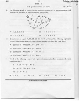 Pgcet computer science 2011 question paper | PDF