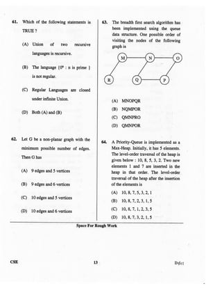 PGCET Computer science 2016 question paper | PDF